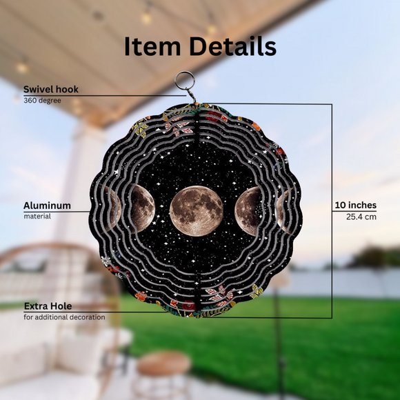 Design | Moon Phases Galaxy Stars Design Wind Spinner With Swivel Hook ...